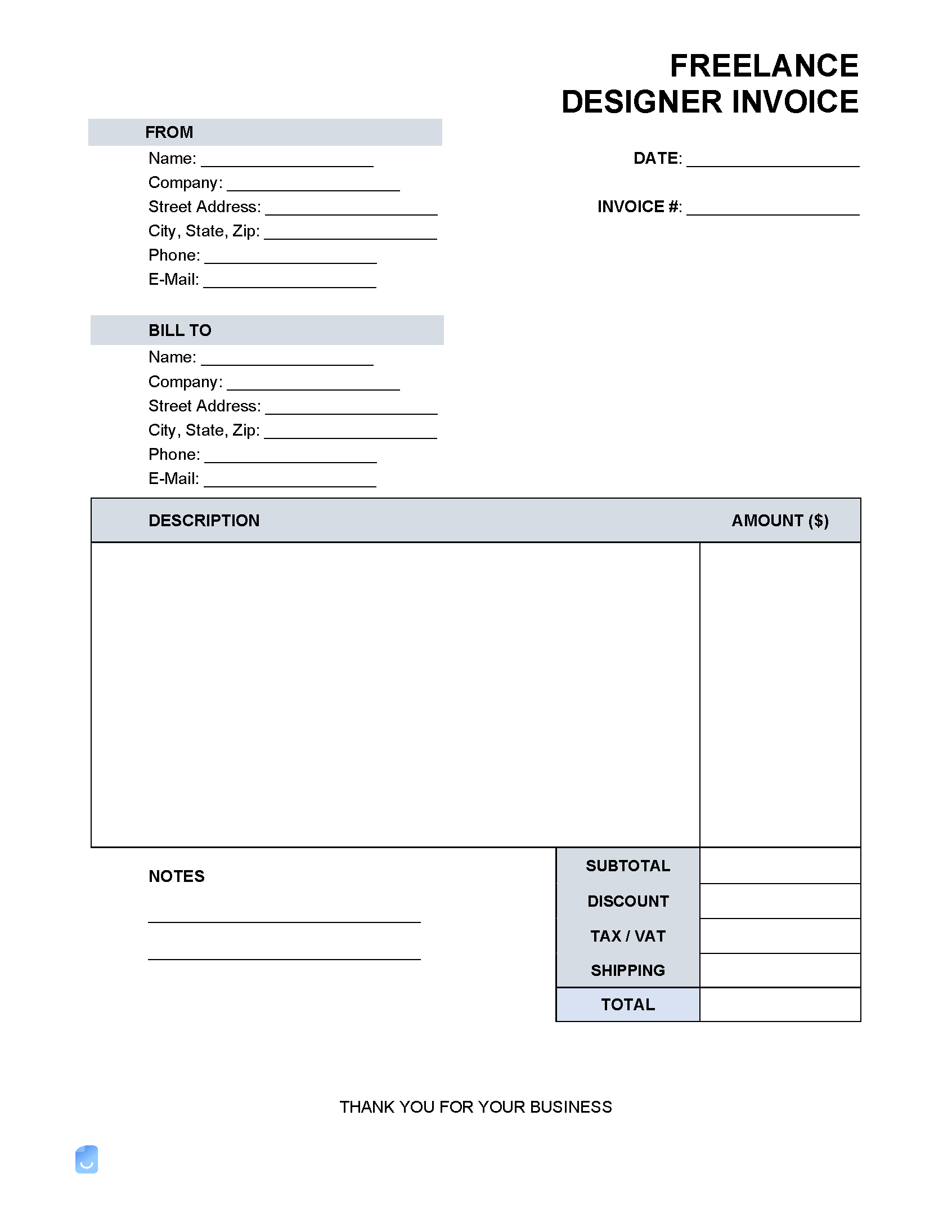 Freelance Designer Invoice Template Invoice Maker