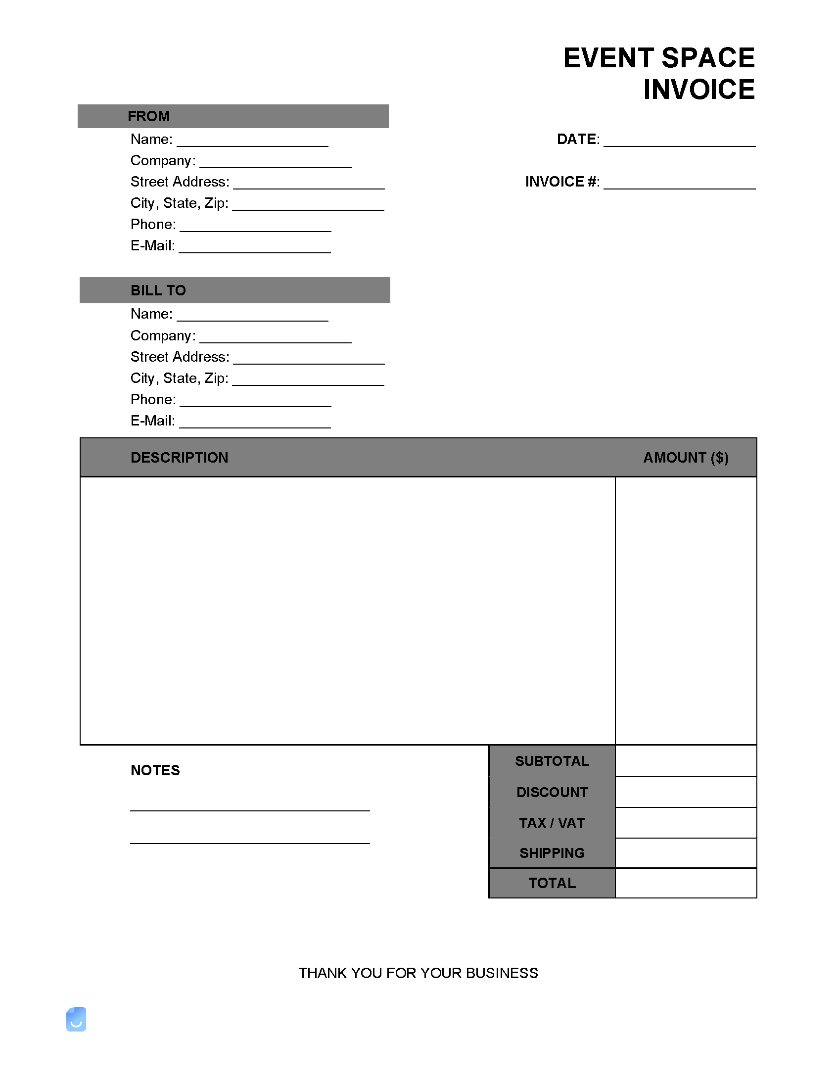 Event Space Rental Invoice Template Invoice Maker