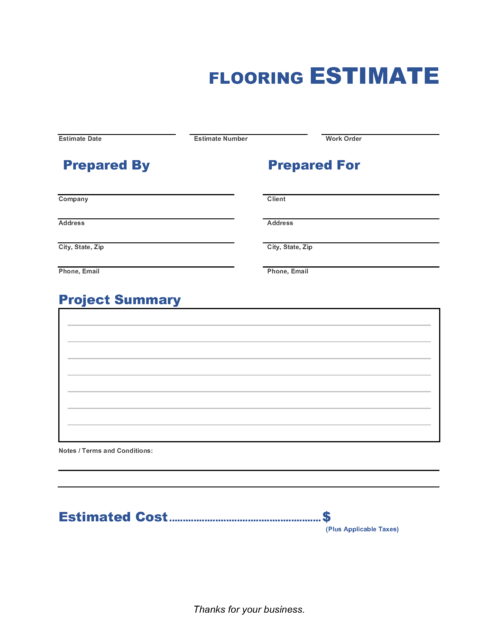 Flooring Estimate Template Invoice Maker