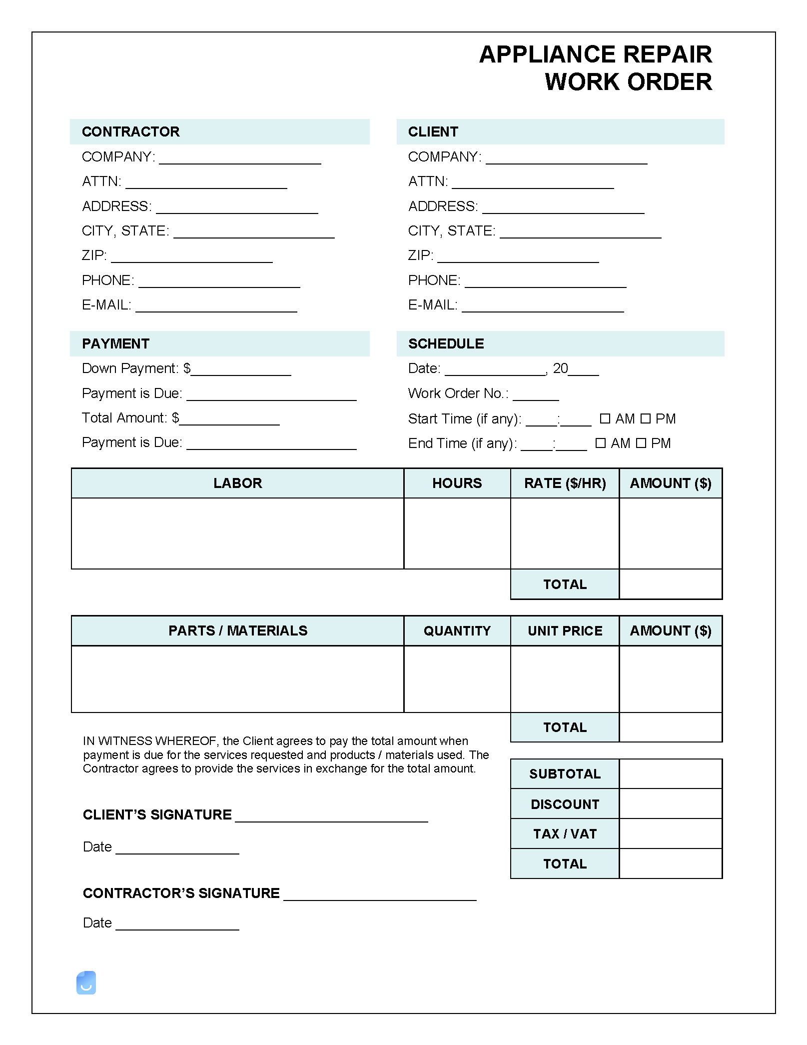 Maintenance Repair Work Order Templates 16 Invoice Maker
