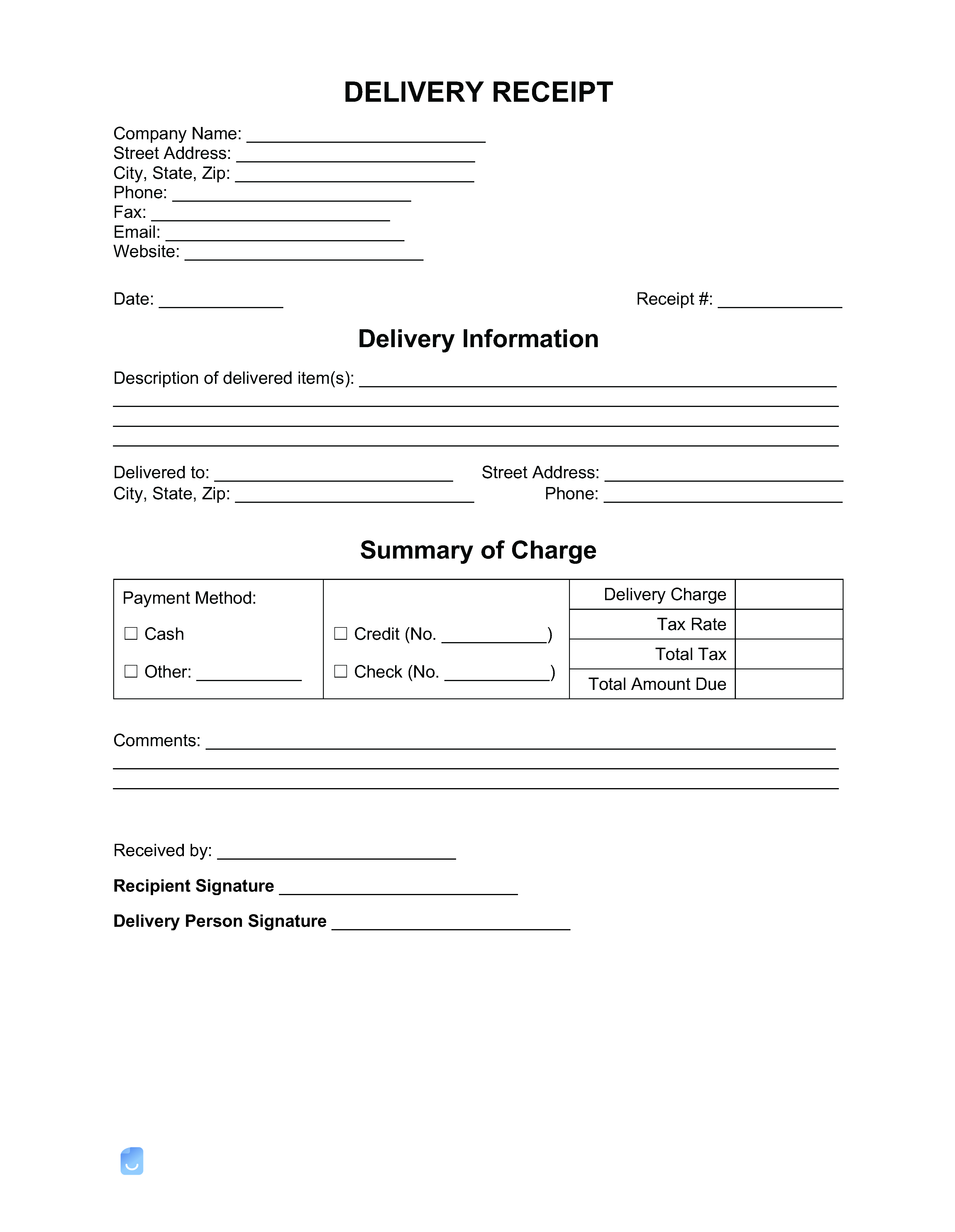 Service (Labor) Receipt Templates (27) | Invoice Maker