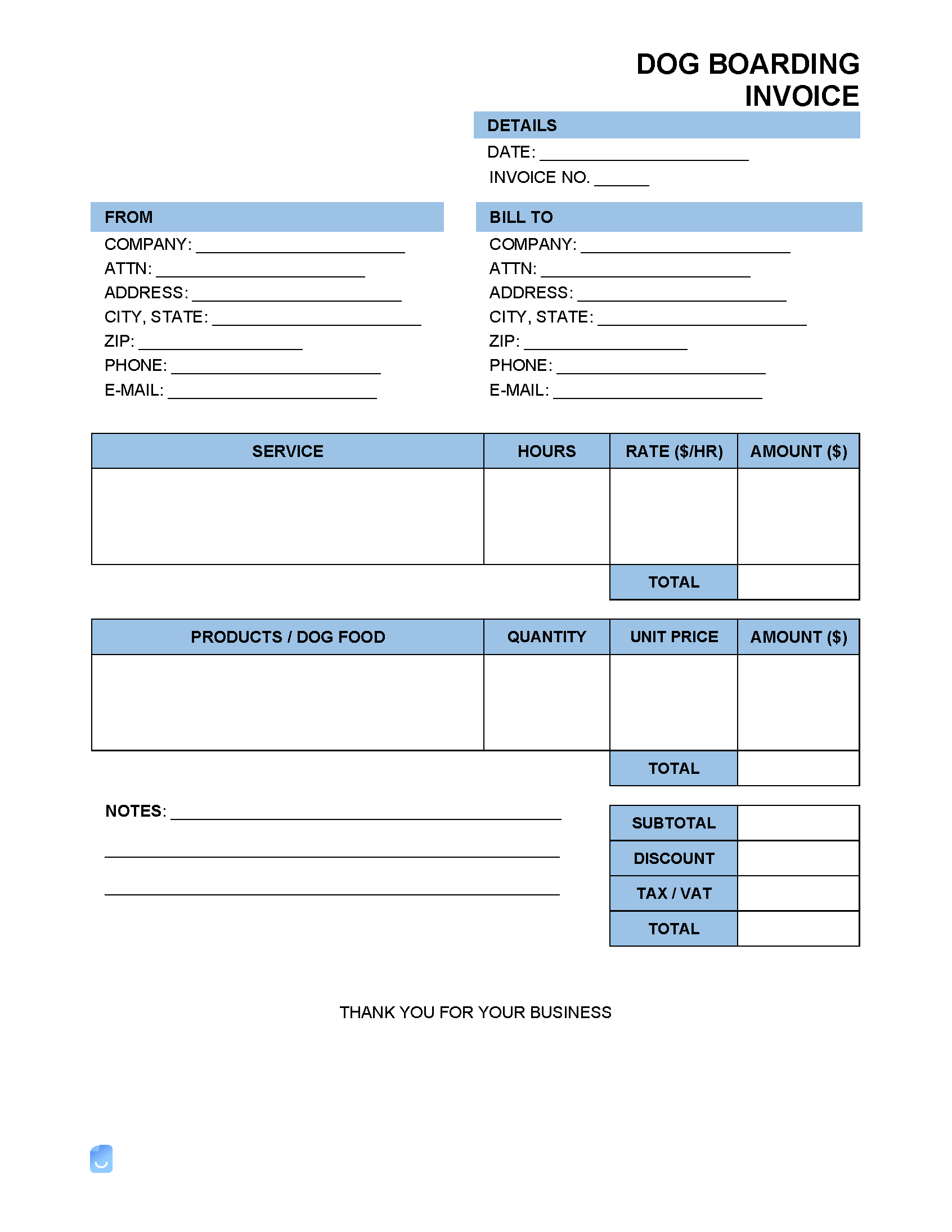 Dog Boarding Invoice Template Invoice Maker