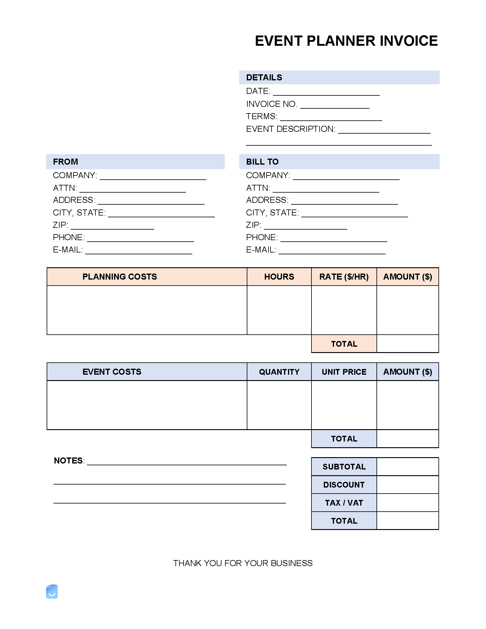 Event Planner Invoice Template Invoice Maker