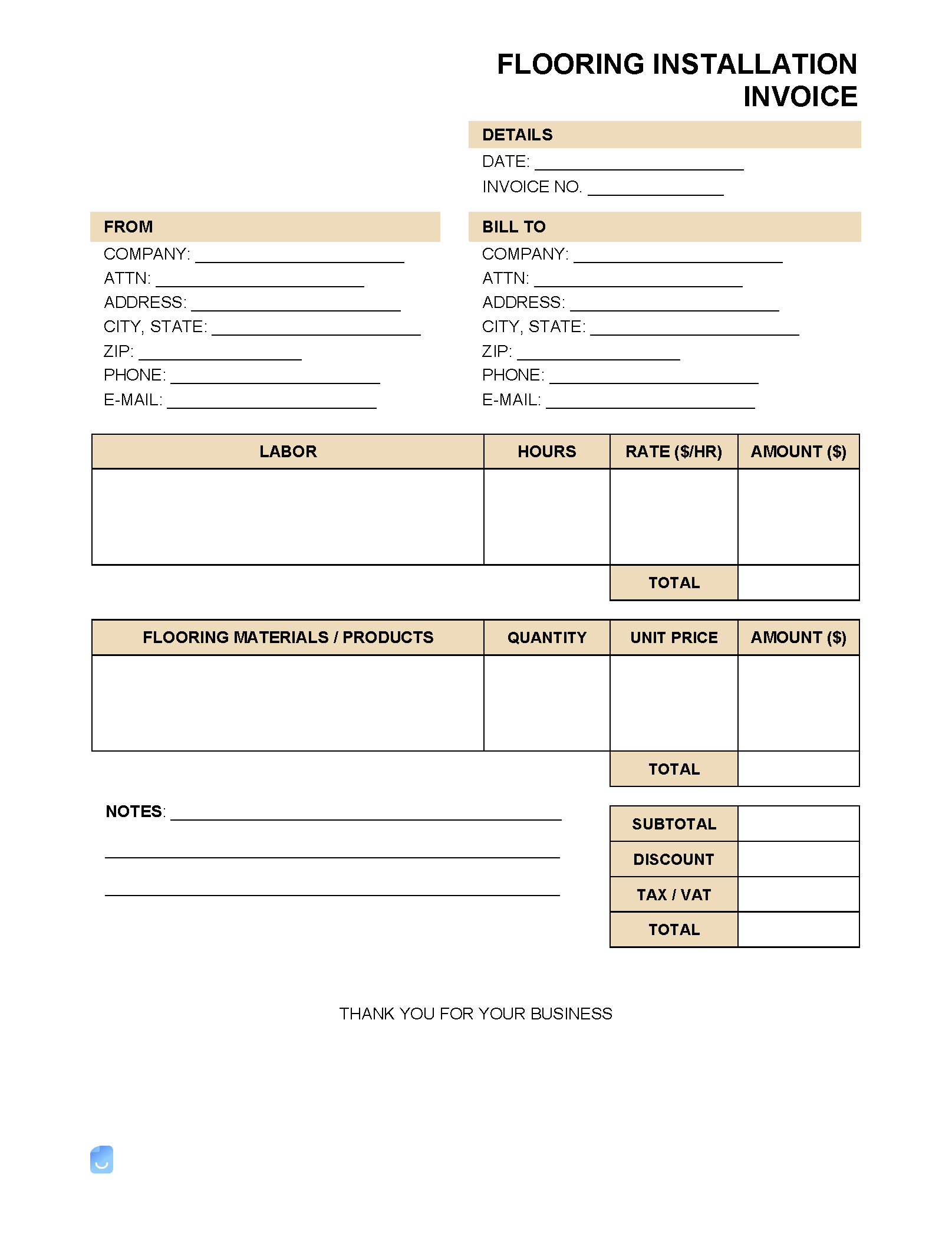 Flooring Installation Invoice Template Invoice Maker