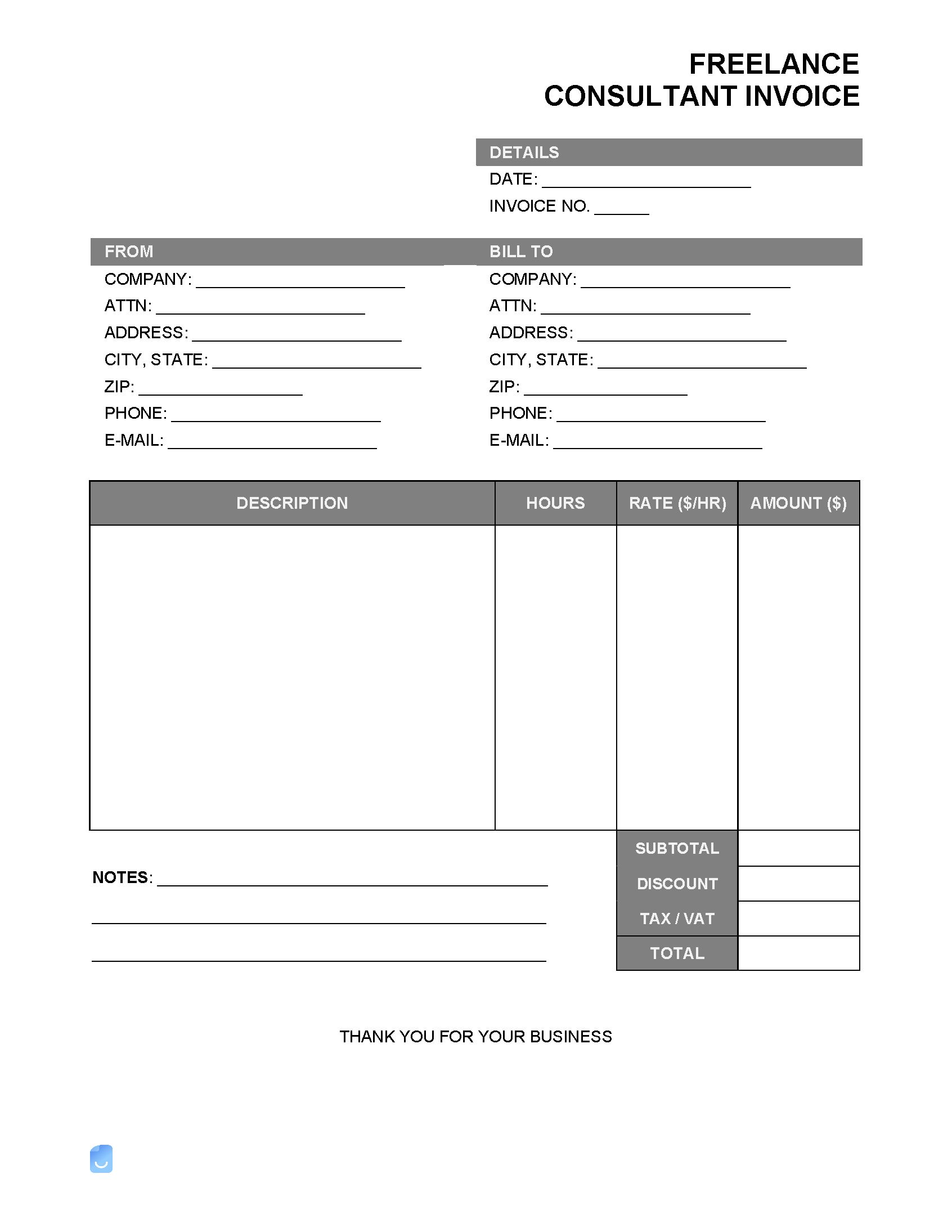 Freelance Consultant Invoice Template Invoice Maker