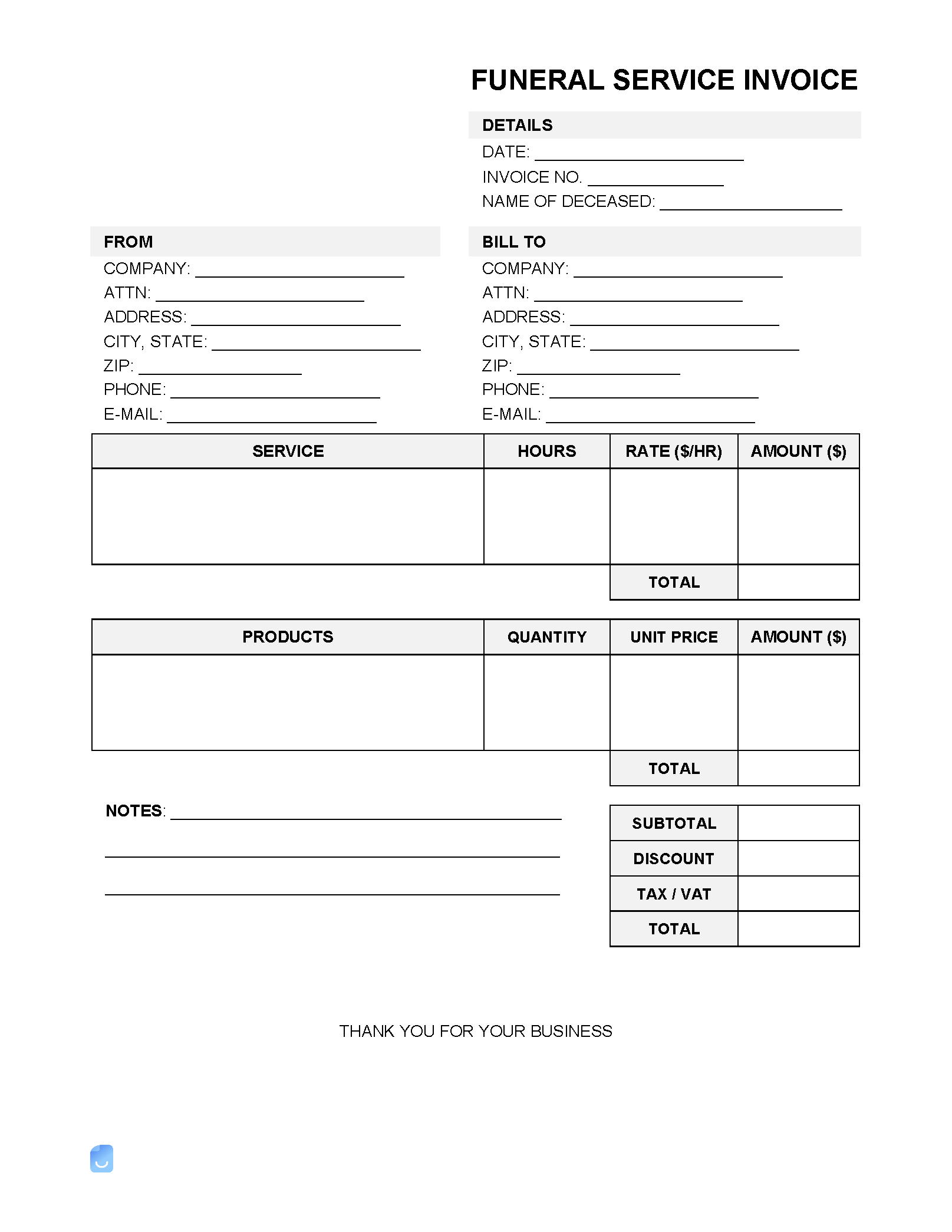 Funeral Service Invoice Template Invoice Maker