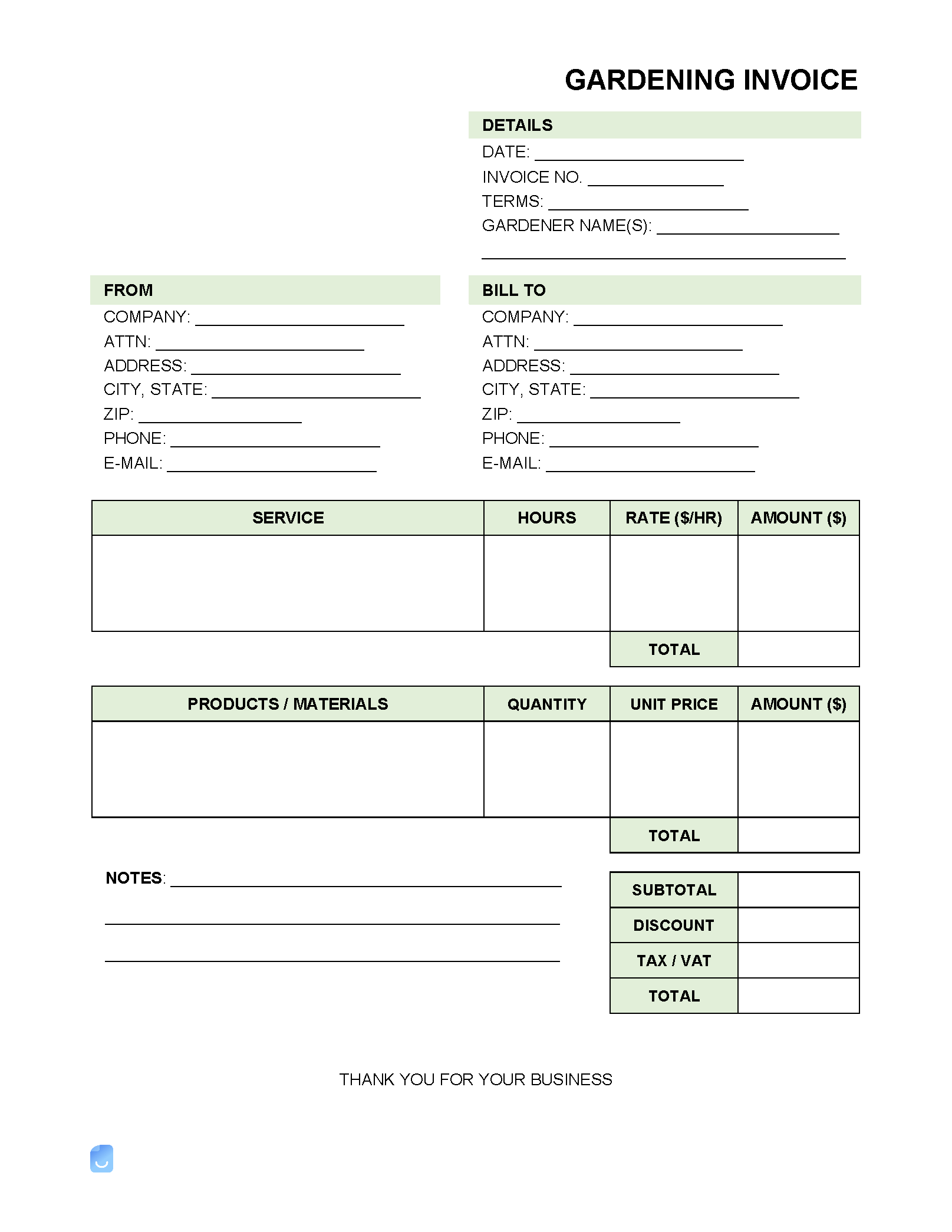Gardening Service Invoice Template Invoice Maker
