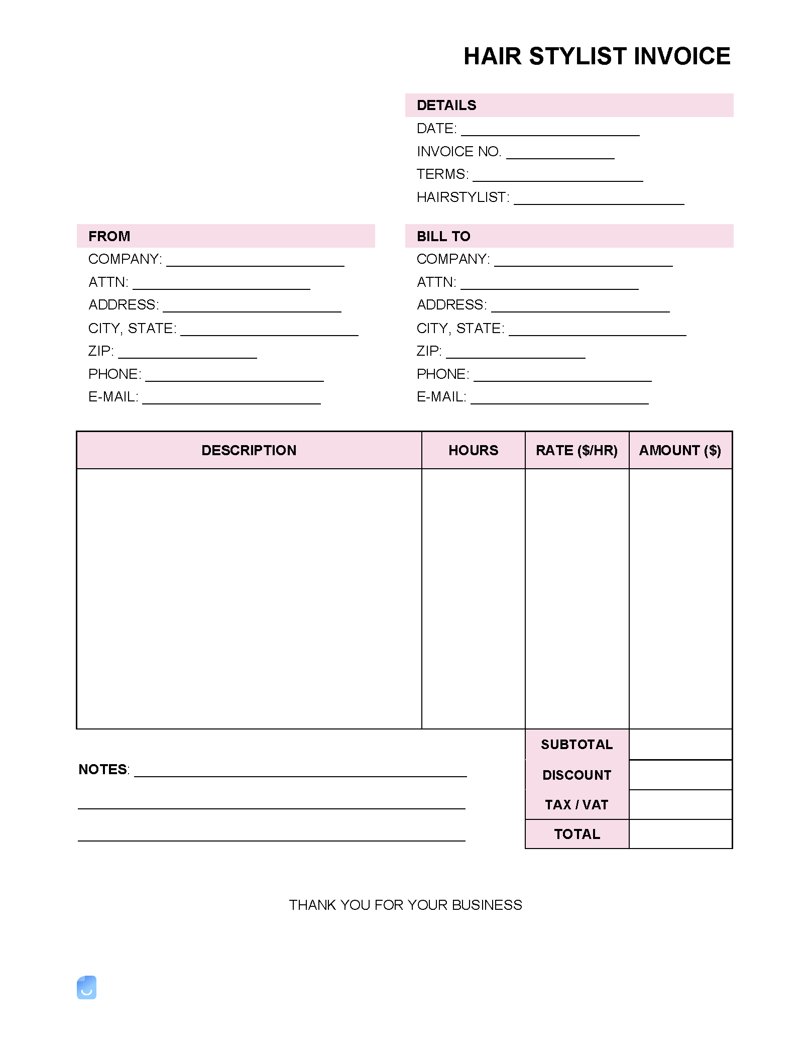 Hair Stylist Invoice Template Invoice Maker