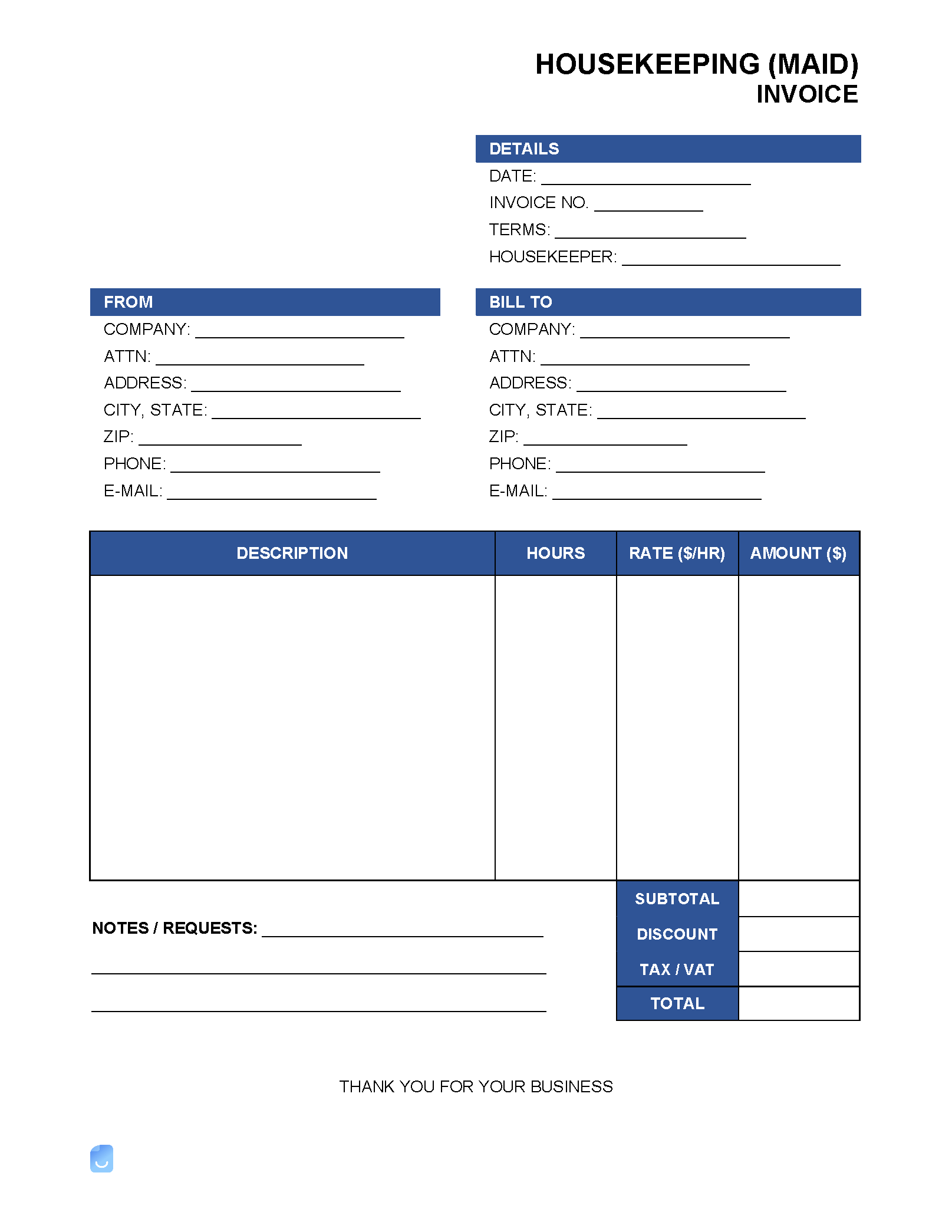 Housekeeping Invoice Template Invoice Maker