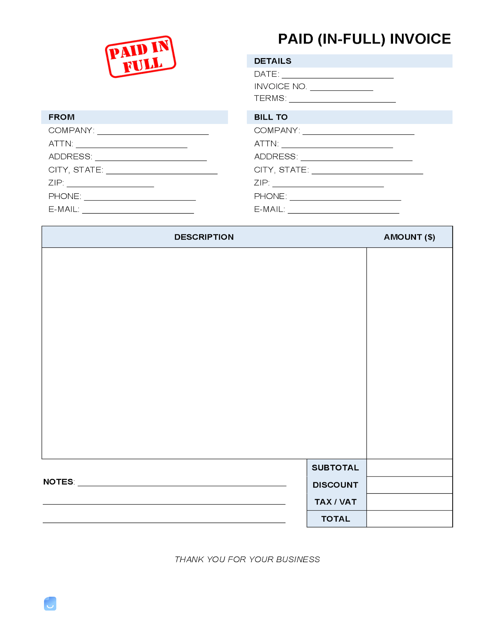 Paid in full Invoice Template Invoice Maker