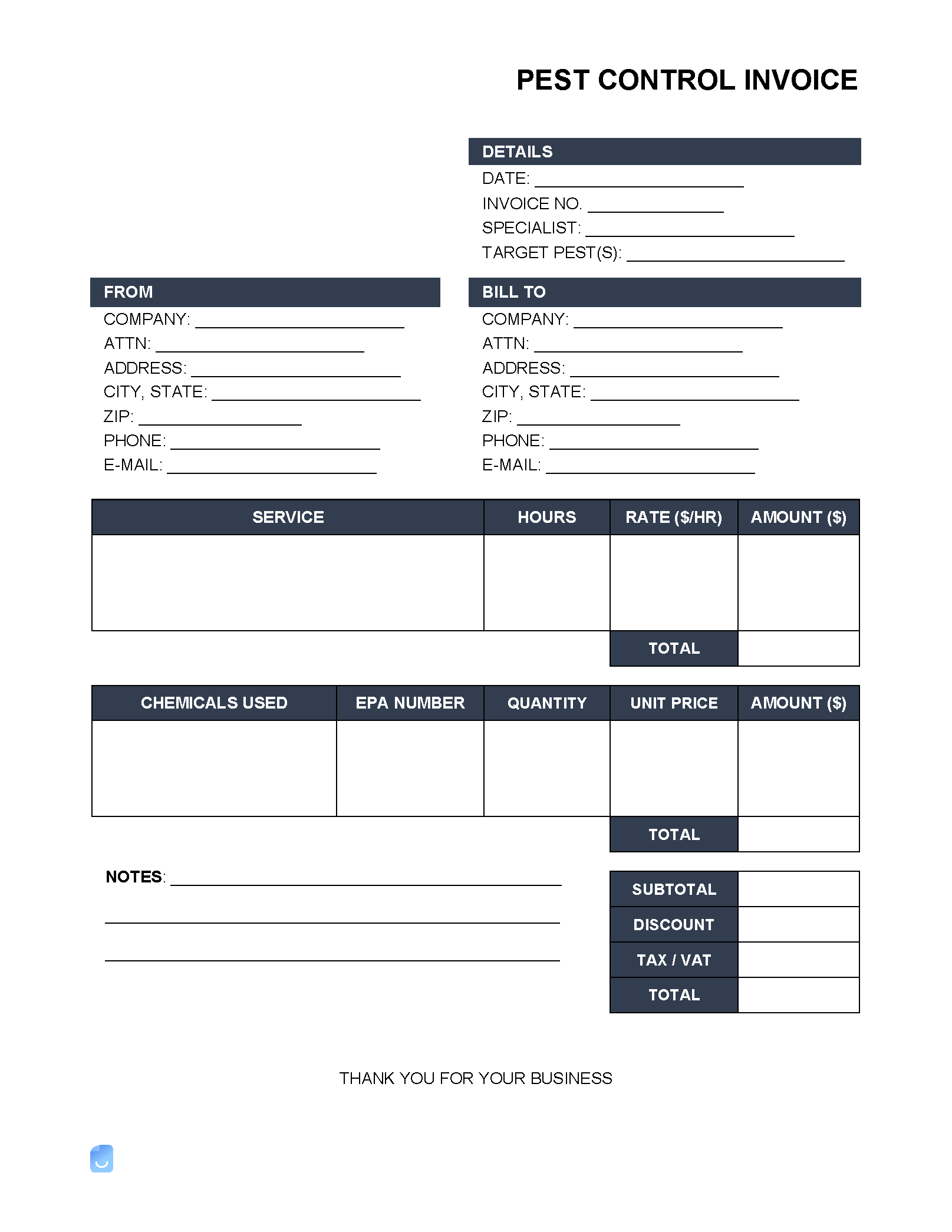 Pest Control Invoice Template Invoice Maker