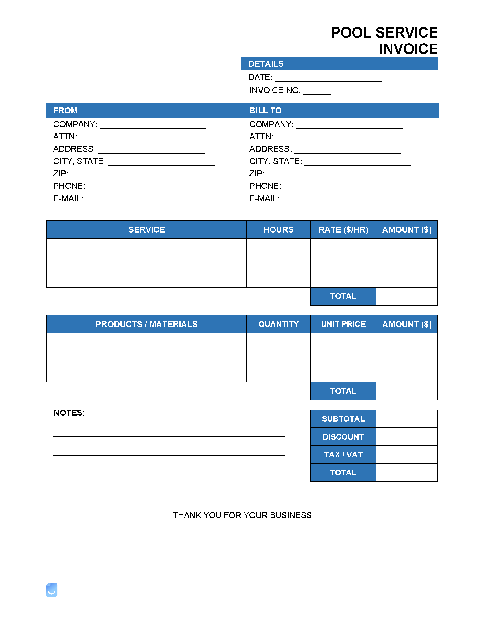 Pool Service Invoice Template Invoice Maker
