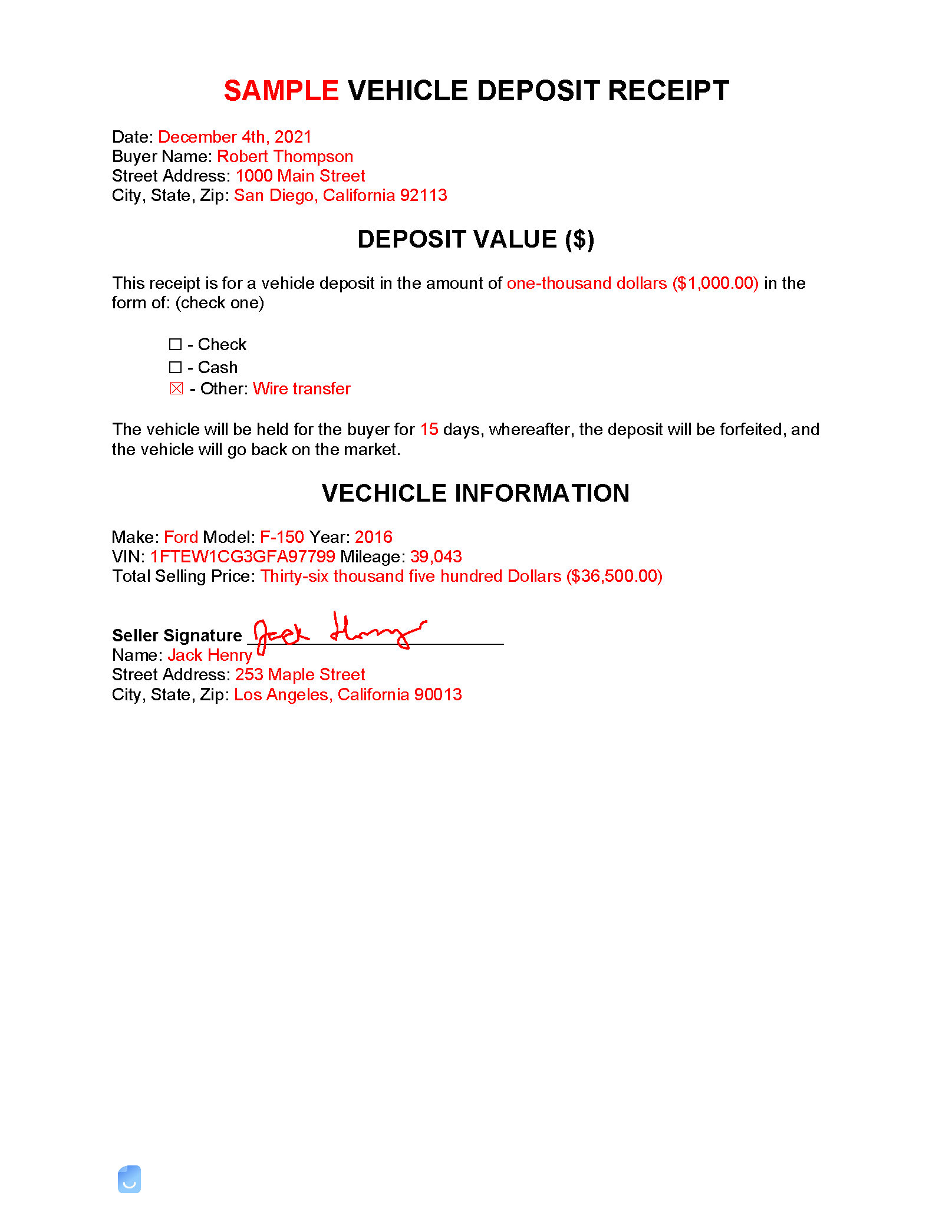 Car Deposit Receipt Template Invoice Maker Car Deposit Receipt Template Invoice Maker