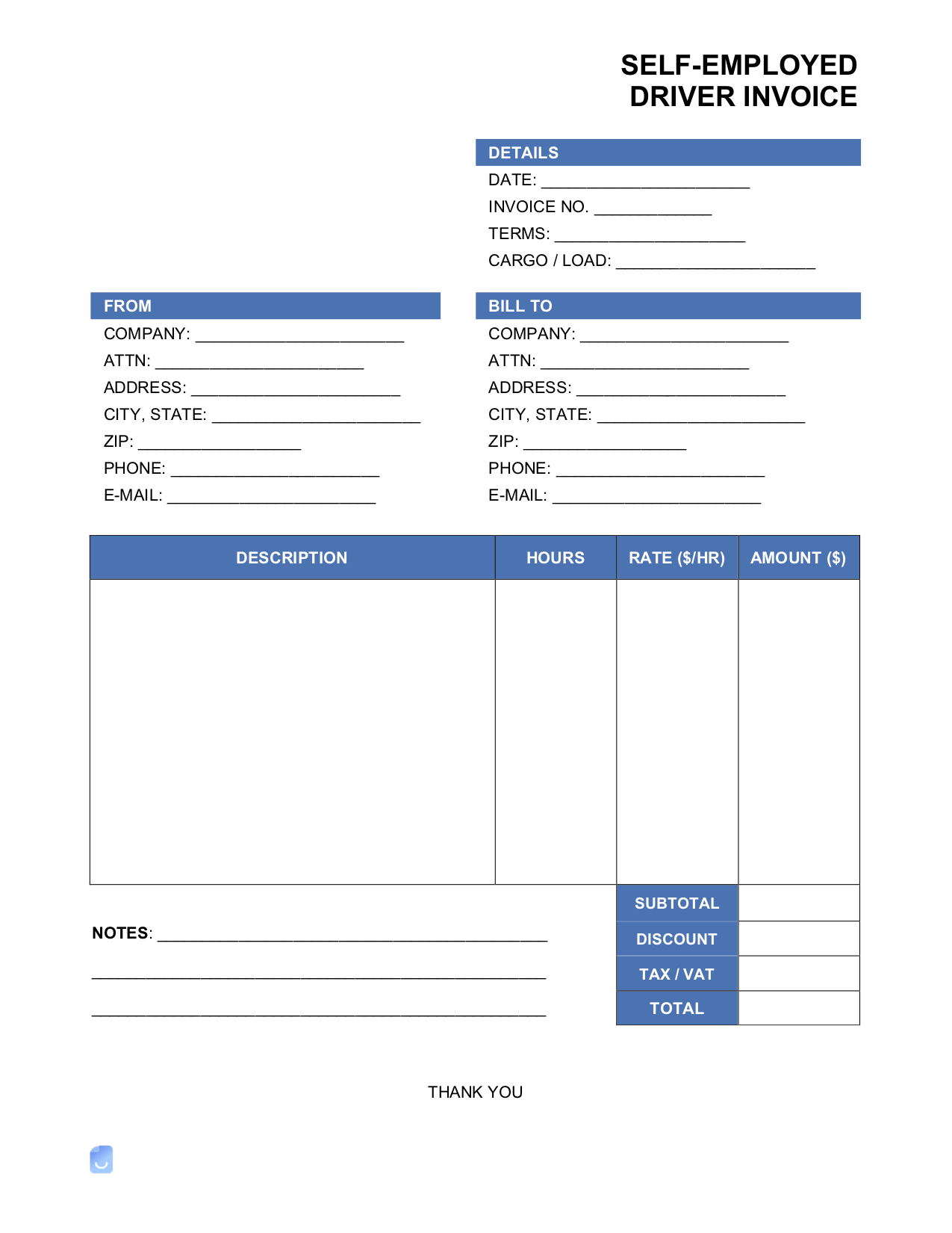 Self Employed Driver Invoice Template Invoice Maker