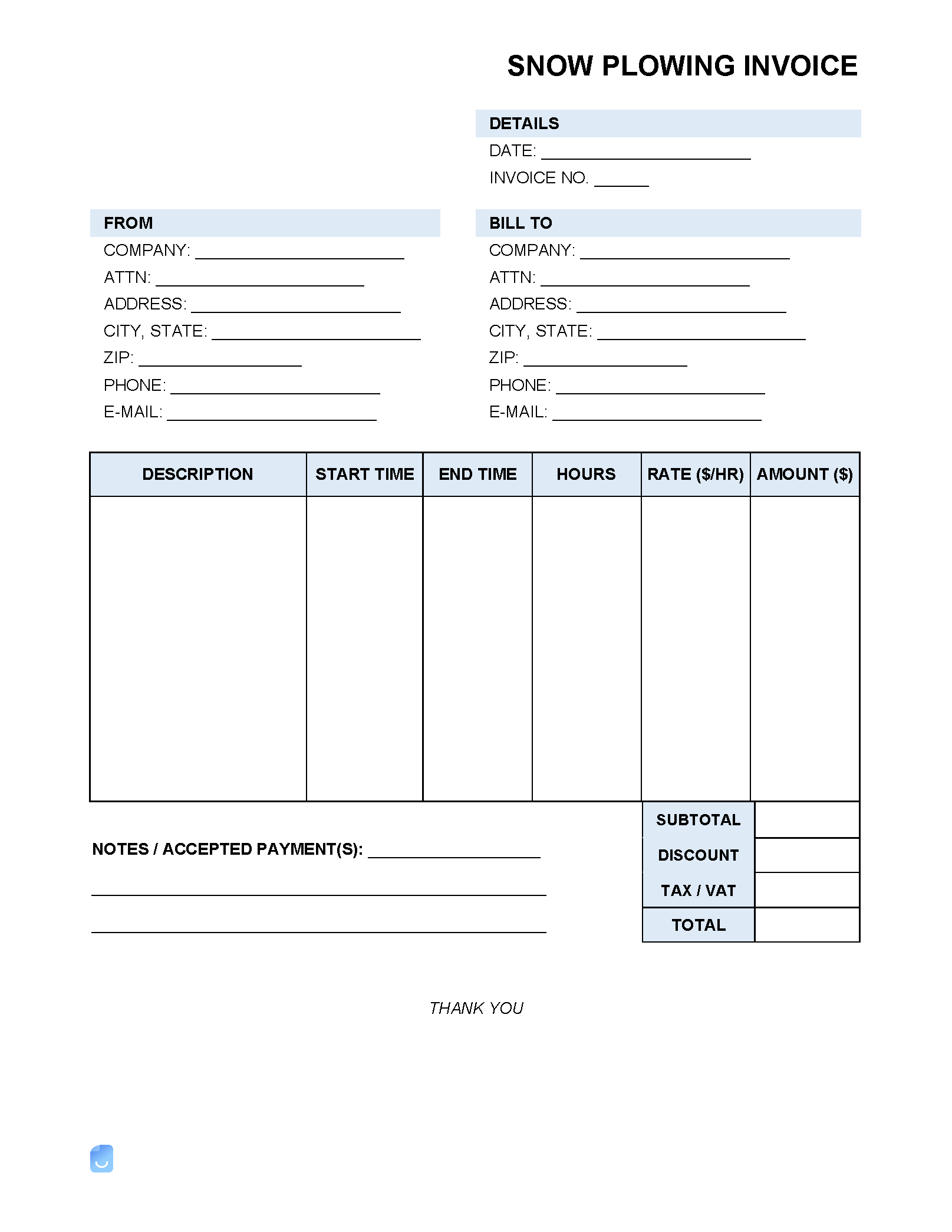 Snow Plowing Invoice Template Invoice Maker