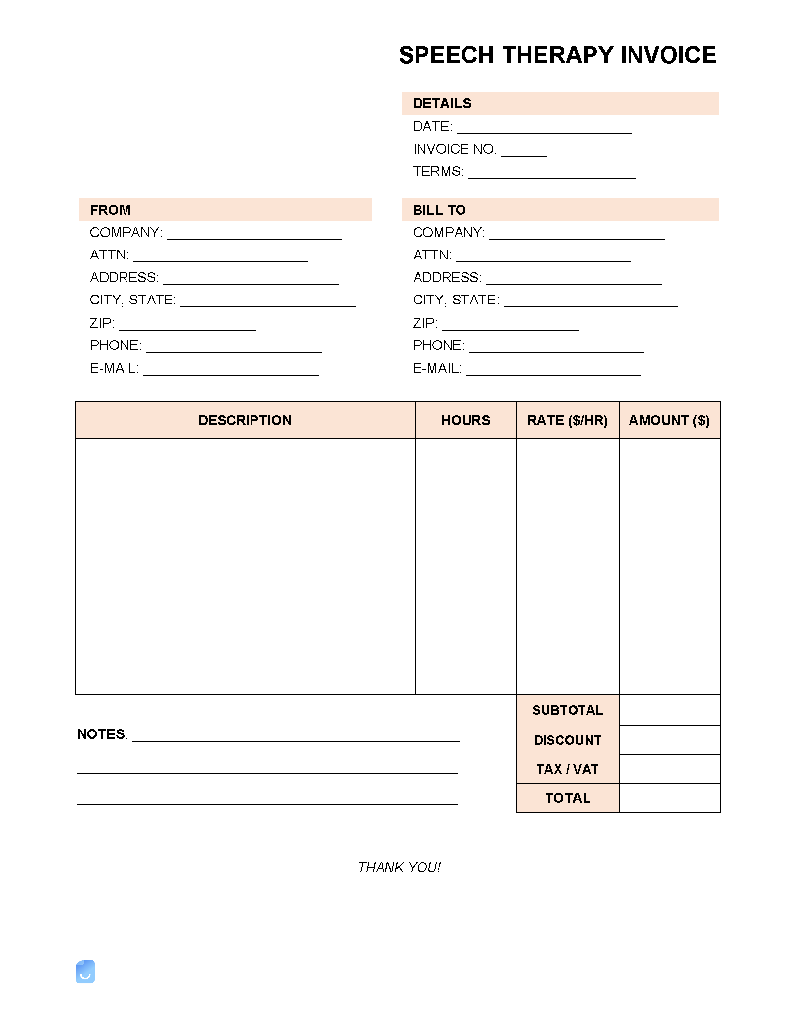 Speech Therapy Invoice Template Invoice Maker