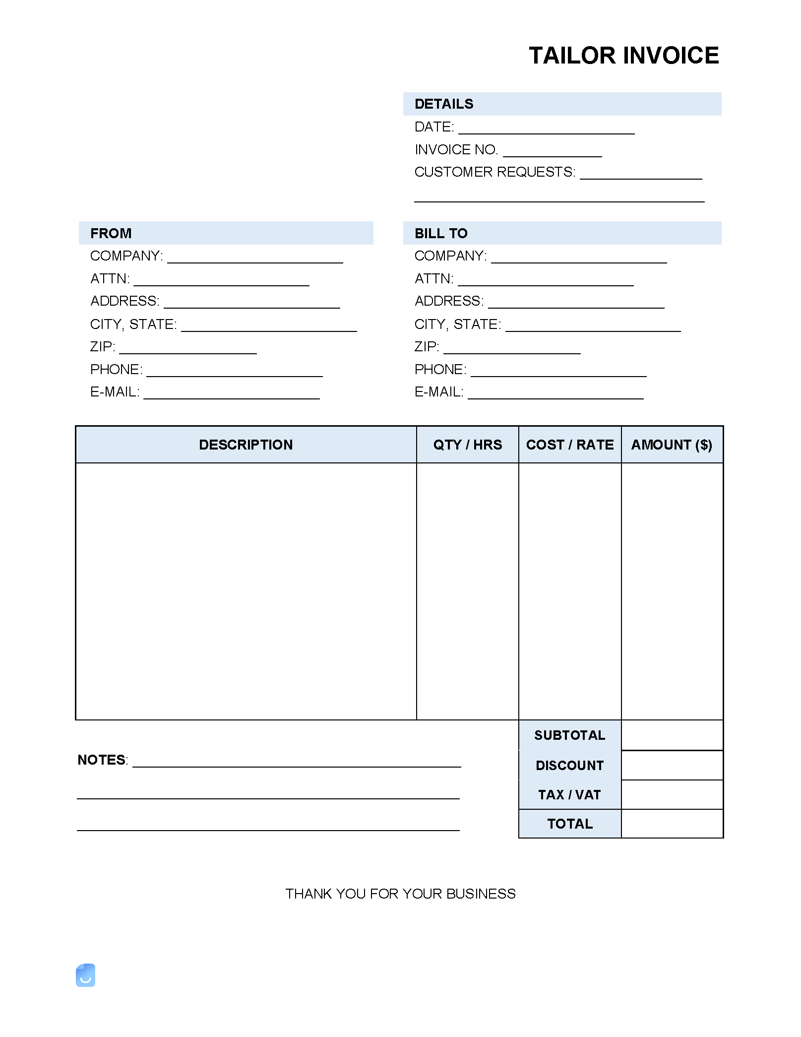 Tailor Clothing Invoice Template Invoice Maker Tailor Clothing Invoice Template Invoice Maker