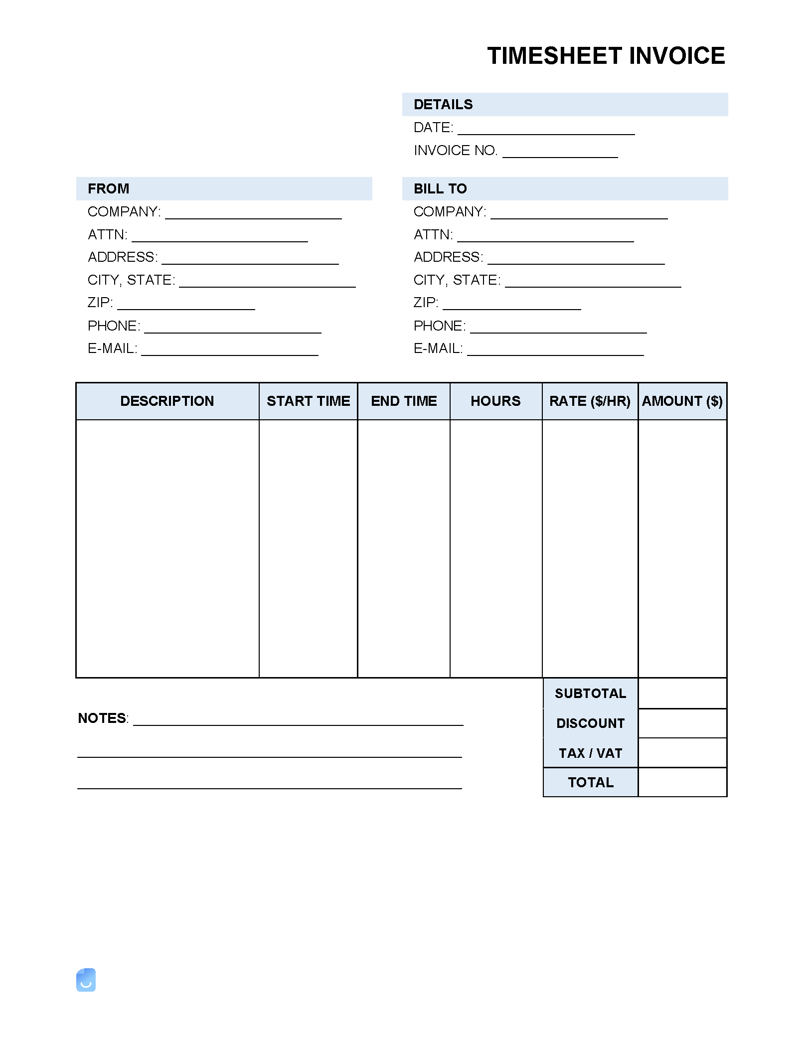 Timesheet Invoice Template Invoice Maker