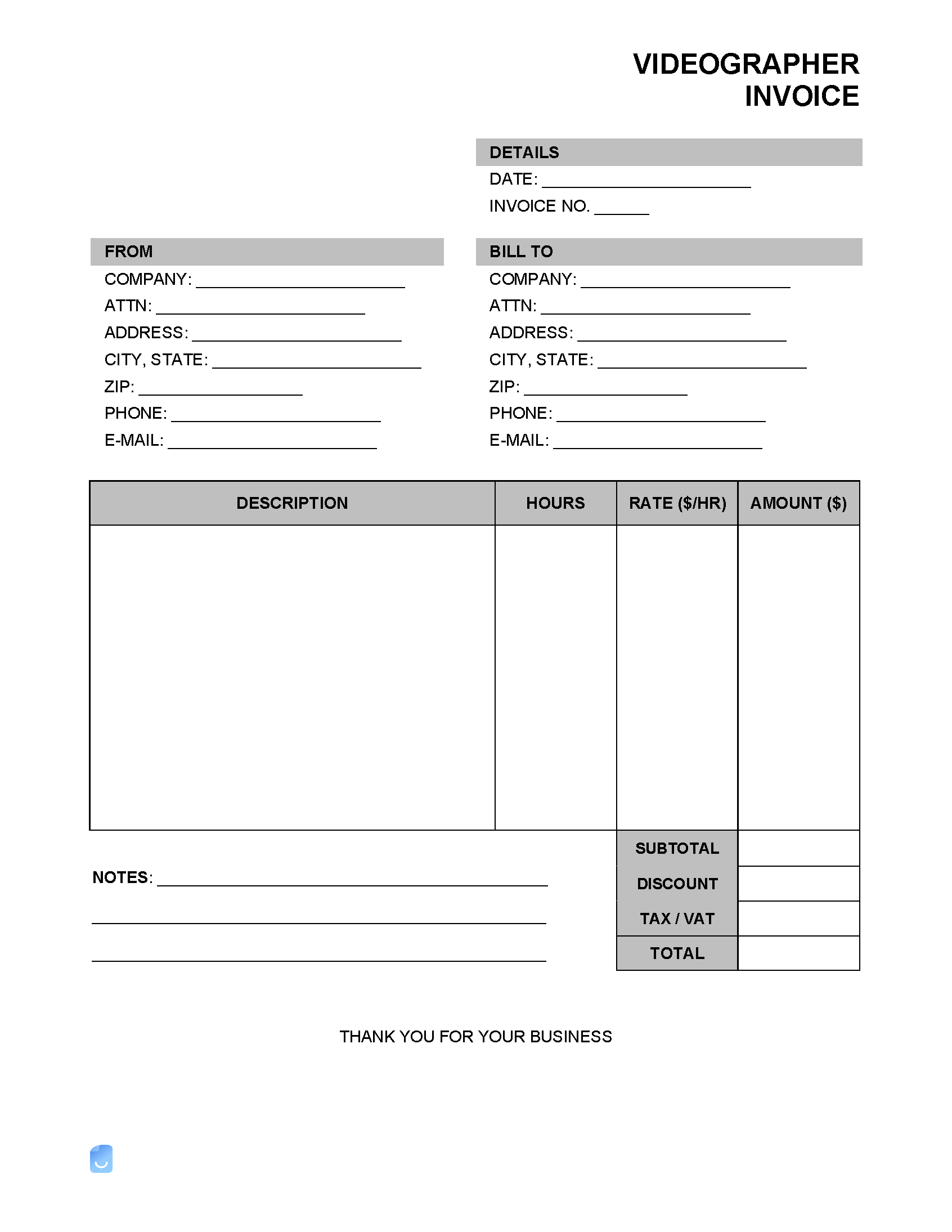 Videographer Invoice Template Invoice Maker