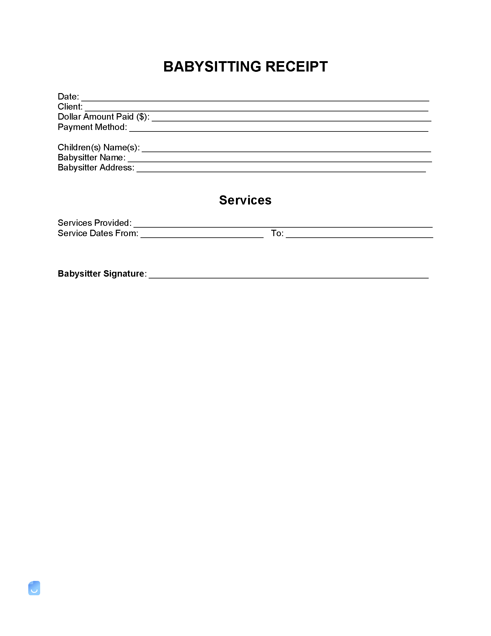 Babysitting Receipt Template Receipt Maker
