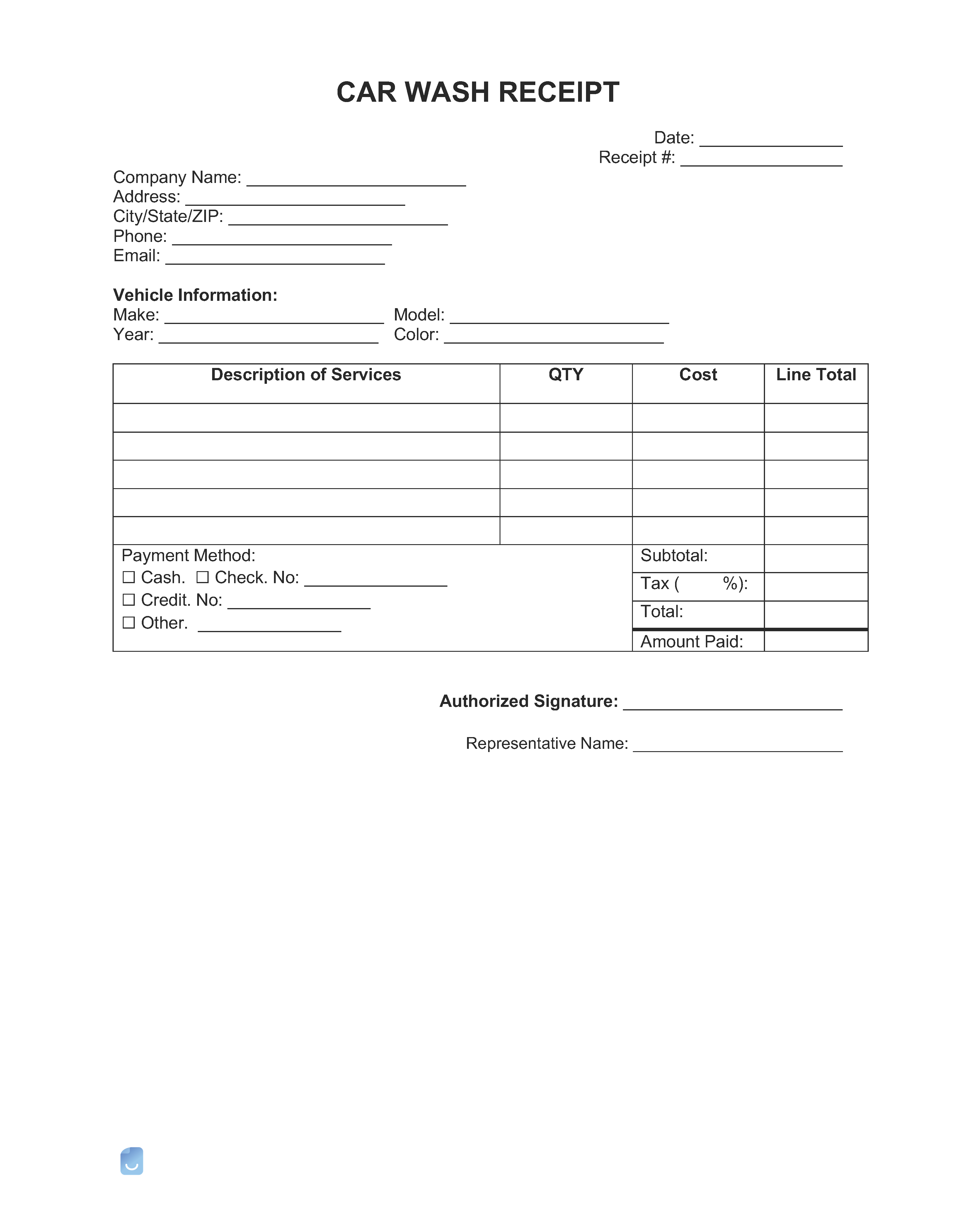 Car Wash Receipt Receipt Maker
